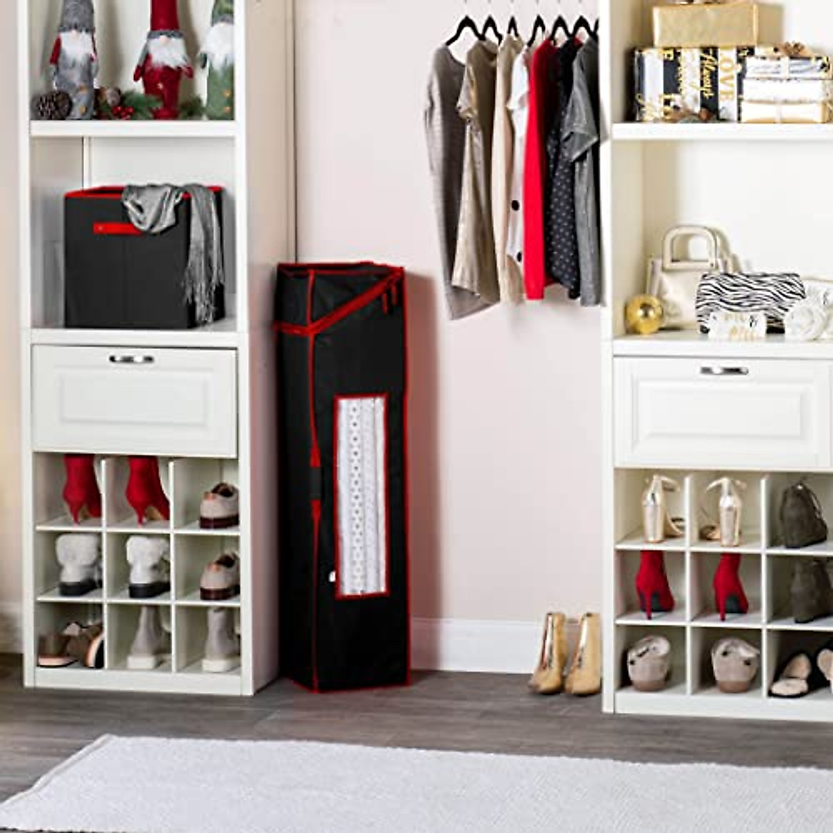 ZOBER Premium Rectangular Prism Gift wrap Storage Christmas Wrapping Paper Storage Bag- Fits 14-20 Standard Rolls Upto 40"- Slim Design for Underbed Wrapping Paper Storage Container or Closet Storage