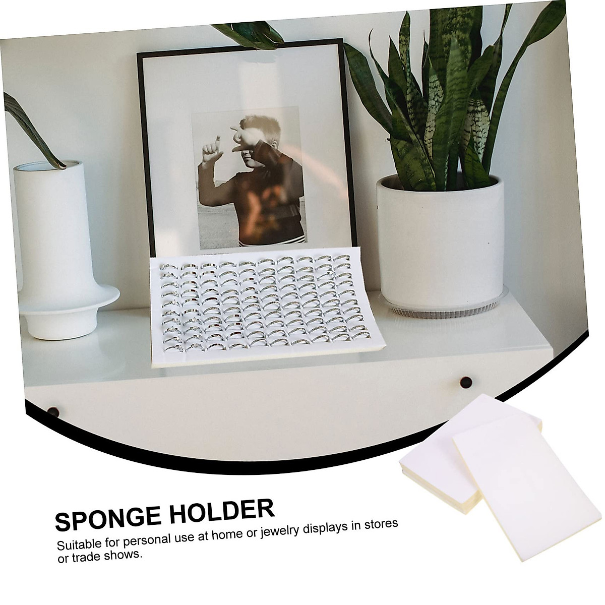 USHOBE 4pcs Box Jewelry Box Pad Ring Display Pad Jewelry Insert Pad Jewelry Dish Jewelry Tray Insert Foam Ring Holder Showcase Dsiplay Insert Ring Tray White Jewelry Rack Earrings Sponge