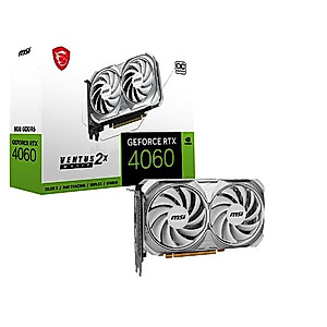 MSI Gaming GeForce RTX 4060 8GB GDRR6 Extreme Clock: 2505 MHz 128-Bit HDMI/DP Nvlink TORX Fan 4.0 Ada Lovelace Architecture Graphics Card (RTX 4060 Ventus 2X White 8G OC)