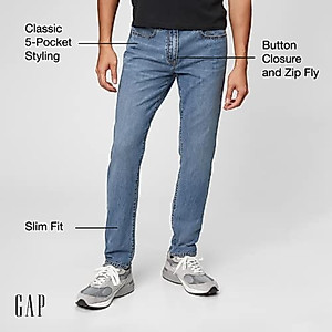 GAP Mens Slim-fit Jeans, Light Wash, 36W x 30L US
