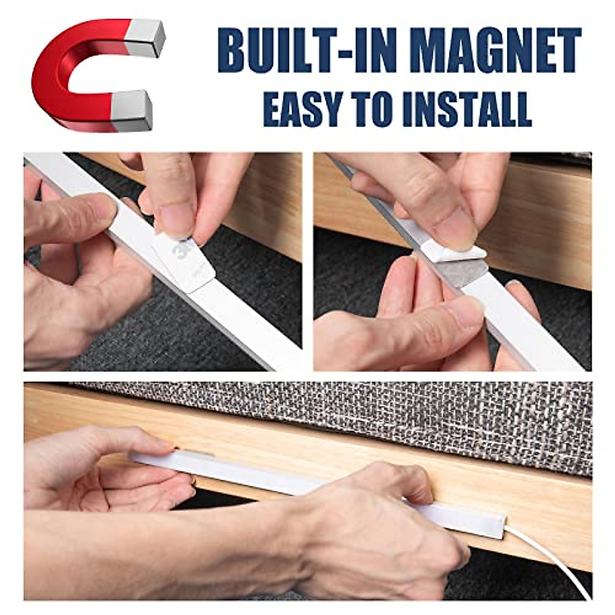 DWEPTU LED Under Cabinet Lighting, Under Cabinet Lights with USB Powered Under Cabinet Lights for Closet Light Bar Under Counter Lighting Work Tables Student Dormitory (Include AC Power Plug)