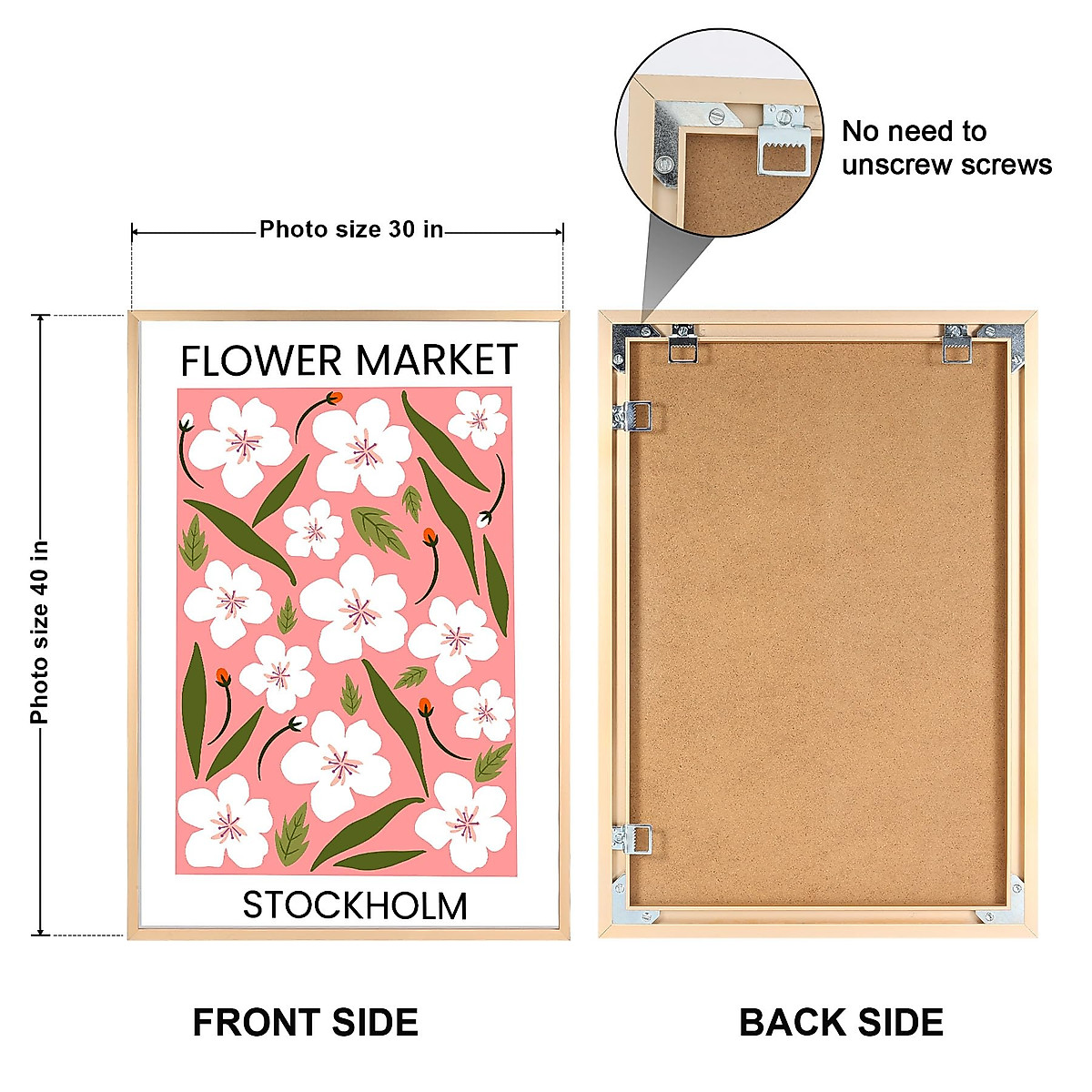 30x40 Inch Poster Frames,set of 2, Plexiglass, Matte Gold Aluminum Snap Frame, Front-loading Frame for Wall