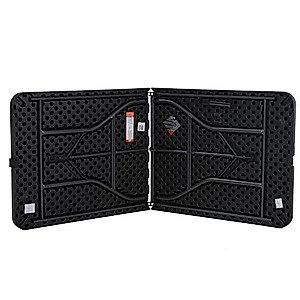 CoscoProducts Deluxe 6 foot x 30 inch Fold-in-Half Blow Molded Folding Table, Black