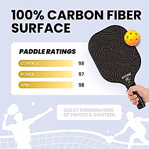 GITOE Pickleball Paddles, Set of 2 Rackets & 4 Pickle Balls Great Control Lightweight Graphite Raquettes with 2 Retriever, USAPA Approved Carbon Fiber Pickelball Gifts for Women Men Kids