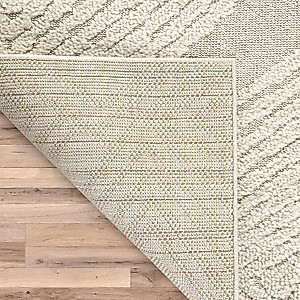 Antep Rugs Palafito 5x7 Geometric Shag Diamond High-Low Pile Textured Indoor Area Rug (Beige, 5'3" x 7'6")
