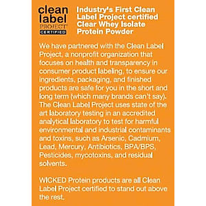 WICKED Protein Powder, Clear Whey Isolate, 23g Protein, 95 Calories, Refreshing Juice, Clean Label Project Certified, Gluten Free, Post Workout Recovery, Protein for Women and Men (Tropical Punch)