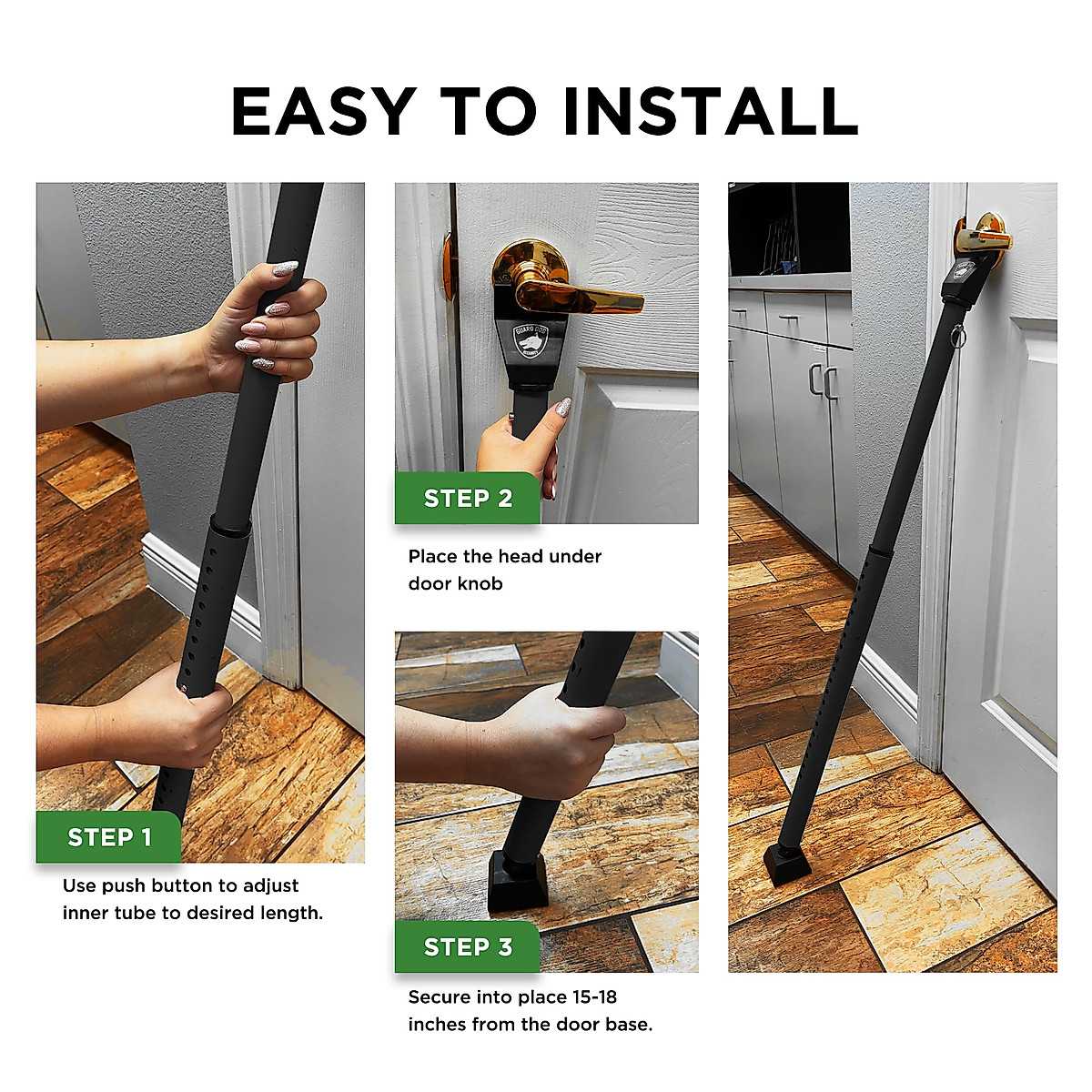 Guard Dog Security Door Jammer 2-in-1 Adjustable Door Knob Jammer & Sliding Patio Door Security Bar – 40 Different Adjustments (Black, 1 Pack)