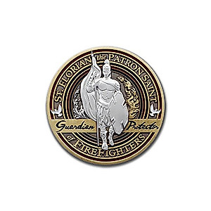 Firefighter Brotherhood Challenge Coin Saint Florian in Deluxe Display tin with Bonus polishing Cloth