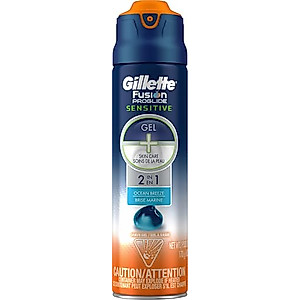 Gillette Fusion ProGlide Sensitive 2 in 1 Shave Gel, Ocean Breeze Ocean Breeze 6 Ounce