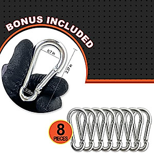 Wellmax Diamond Braided Polypropylene Rope with UV Treatment and Weather Resistant, 4 Pack 3/16 inch x 50ft Multi-Color and 8 Bonus Spring Links