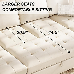 Belffin Velvet Reversible Sectional Sofa with Chasie Convertible L Shaped 4-seat Sectional Couch with Storage Ottoman Beige