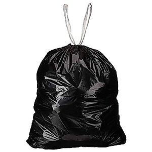 AmazonCommercial 39 Gallon Drawstring Lawn and Leaf Trash Bags 33" x 43" - 1.1 MIL Black Commercial Garbage Bags - 50 Count