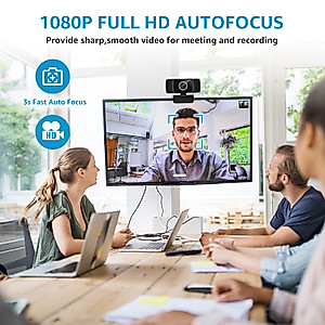 Svarog Webcam with Microphone, Autofocus 1080P HD Webcam with Privacy Cover & Tripod,USB 2.0 Desktop PC Web Camera,Plug and Play,60° Wide-Angle View for Gaming Conferencing Study Streaming Zoom