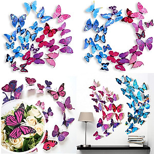 HAKDAY 3D Butterfly Wall Decor, 48 PCS 3D Butterfly Wall Stickers for Crafts Butterflies Party Decorations Birthday Room Decor