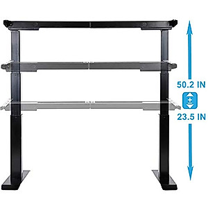 UNICOO - Electric Stand Up Desk Frame with Dual Motor, 3 Stage Up Lifting Legs, Rise UP Electric Adjustable Height and Width Standing Desk Frame with 4 Memory Keypad (Dual Motor Frame - Black)