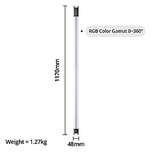 Godox TL120 Full-Color RGB Tube Light, CRI 96 TLCI 98, Color Temper 2700K~6500K, 0-100% Dimmable, 39 FX Effects, 2600mAh Built-in Lithium Battery, Smartphone APP, DMX Control (1PCS)