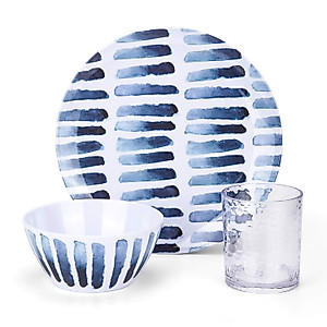 KX-WARE Blue Stripe Melamine Bowls, 6-inch 100% Melamine Cereal/Soup/Salad Bowls, set of 6