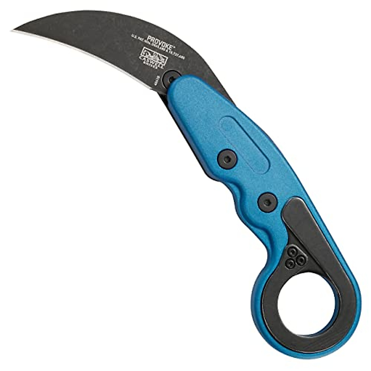 CRKT Provoke Blue Metallic: Morphing Karambit, Plain Edge Blade, Kinematic, Grivory, Low Profile Pocket Clip, 4041B