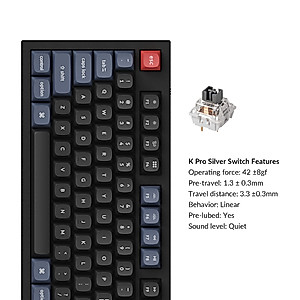 Keychron Q3 Wired Custom Mechanical Keyboard with Hot-swappable K Pro Silver Switch, QMK/VIA Programmable Macro, Full Aluminum Tenkeyless Layout 87 Keys Compatible with Mac Windows Linux (Black)