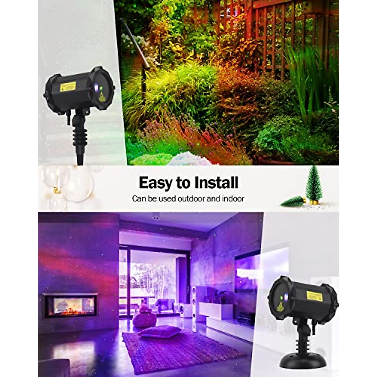 Lunmore Firefly Garden Lights Star Projector Laser Christmas Lights with Colorful LED Background Light