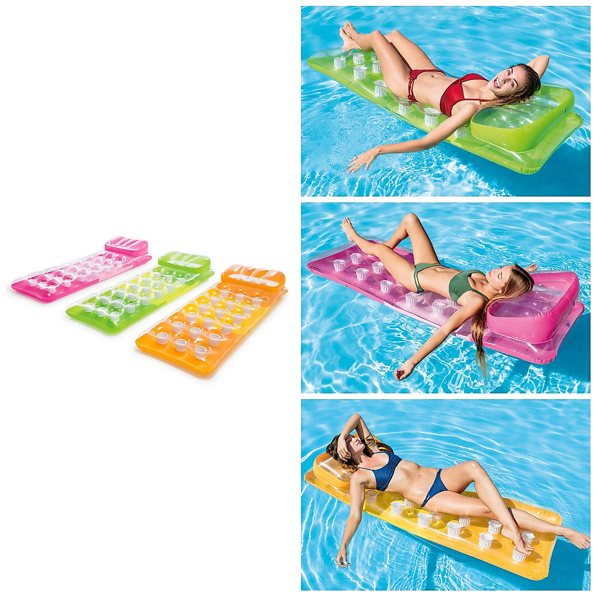 18-Pocket Fashion Pool Lounge - Inflatable Pool Float - Colors May Vary