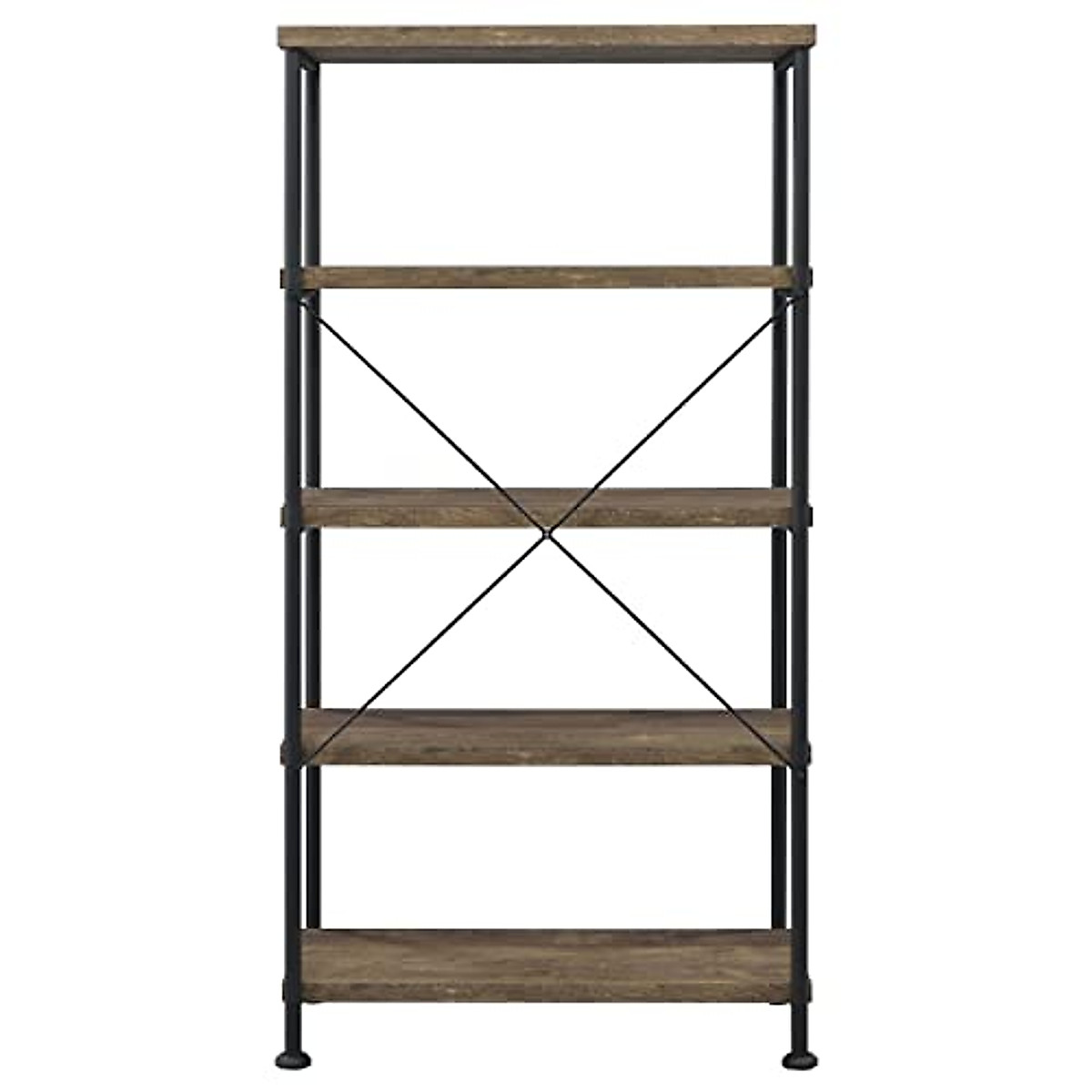 Coaster Furniture Analiese Rustic Industrial 4 Shelf Bookcase Bookshelf Etagere Composite Wood Shelves Metal Frame Brown Oak Black 802543