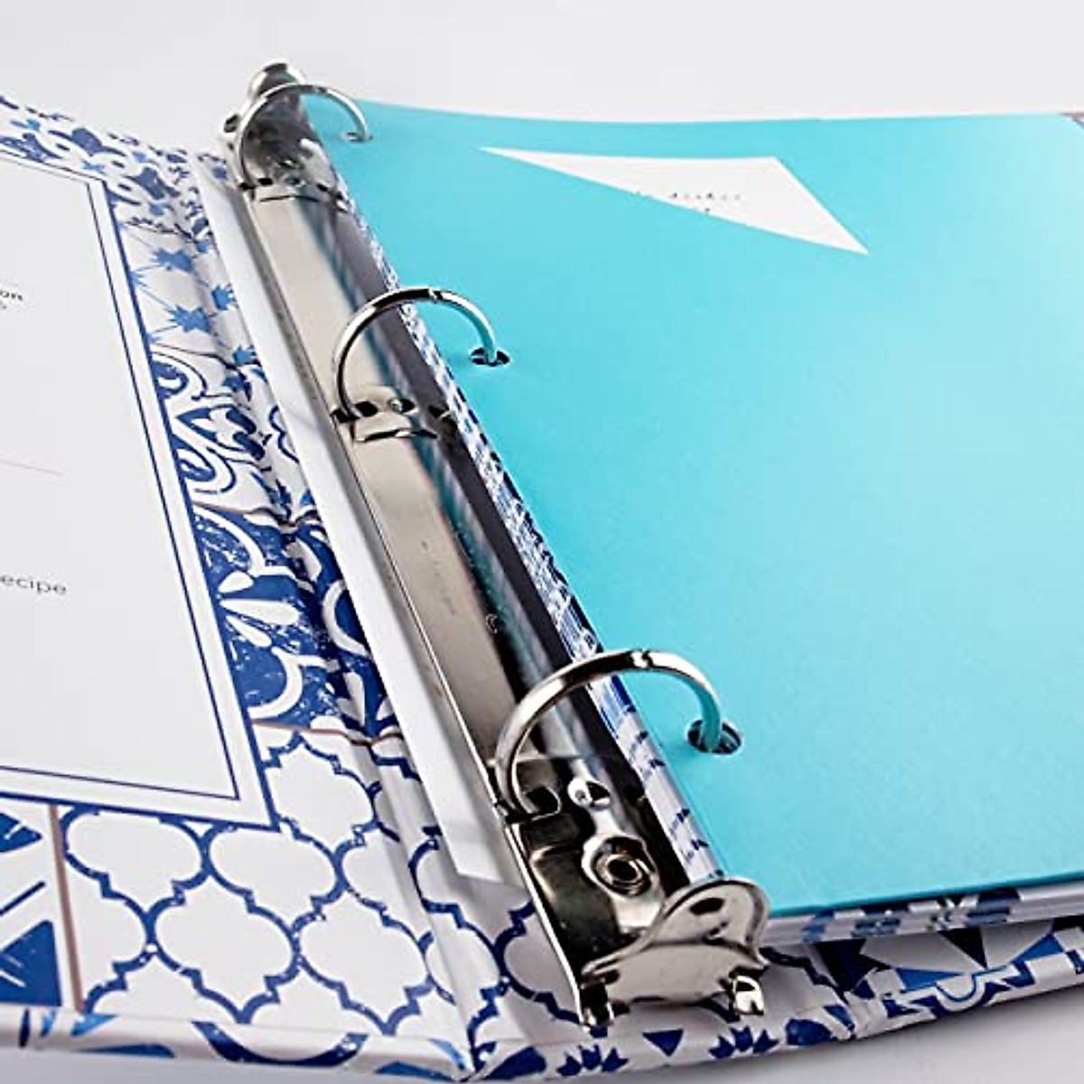 Cookbook Recipe Binder/Organizer, Blue Pattern 3-Ring Binder to Hold All Your Recipes and Recipe Cards, 6 Tabbed Divider Sections, 50 Matching Recipe Cards Included