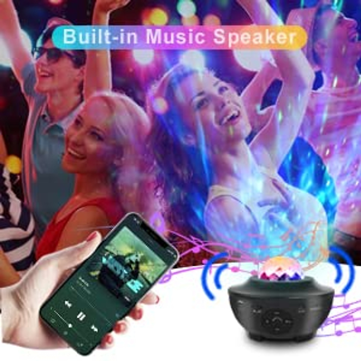 Galaxy Projector Star Projector with Bluetooth/Music Speaker/Voice Control/Timer,Work with Alexa & Google Assistant,Starry Night Light Projector for Kids Adults Bedroom/Decoration/Birthday Gift/Party