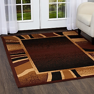 Home Dynamix Premium Rizzy Contemporary Abstract Border Area Rug, Brown/Beige, 5'2"x7'4"