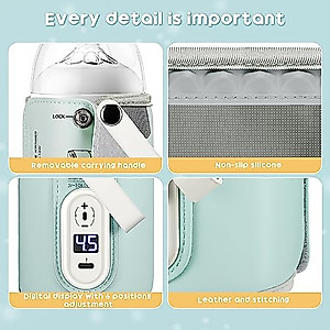 Baby Bottle Warmer, Baby Bottle Insulation Cover Bottle Warmer with 18W Quick Charge, Portable Bottle Warmer Adjustable Milk Warmer with Temperature Control, Baby Warmer Bottle for Home/Family Travel