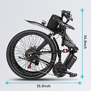 Vivi M026TGB Electric Bike 26" Electric Bike for Adults, Peak 750W Folding Electric Mountain Bike, 48V Removable Battery Ebike, 21 Speed System Electric Bicycle, Top 22 Mph, Up to 50 Miles, UL 2849