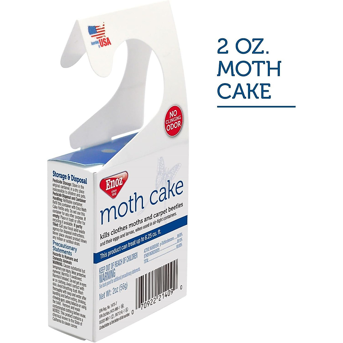 Enoz Moth Cakes – 8 Pack – Easily Hangs in Closets & Garment Bags – Kills Clothes Moths, Carpet Beetles, Eggs & Larvae – Treats 6.25 Cubic Feet