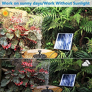 AISITIN 6.5W Solar Fountain Pump, Solar Water Pump Floating Fountain Built-in 1500mAh Battery, with 6 Nozzles, for Bird Bath, Fish Tank, Pond or Garden Decoration Solar Aerator Pump