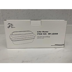 Lille Home Stainless Steel Bento Lunch Box for Adults, 34oz Portable Food Container with Lunch Bag and Utensils, Ideal for Meal Prep and On-the-Go (Brown)