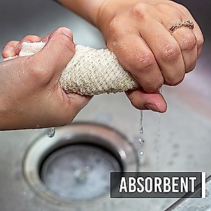 Country Cottons Old Fashion 100% Cotton Dishcloths - Set of 4 Mixed Colors - 2 Teal /2 Natural -11" x 11"