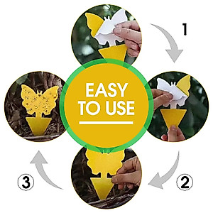 Cleanuper 58 Pcs Flying Insect Traps for Plants,Indoors, Outdoors, Kitchen, Yellow Sticky Traps for Fungus Gnat, Fly and Fruit Fly, Flying Insects, Non-Toxic & Odorless, Kid & Pet Safe, Economic Pack