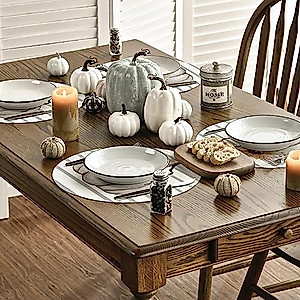 Artoid Mode Stripes Pumpkin Sunflower Leaves Round Fall Placemats Set of 4, 15 Inch Seasonal Autumn Round Table Mats for Dining Decoration