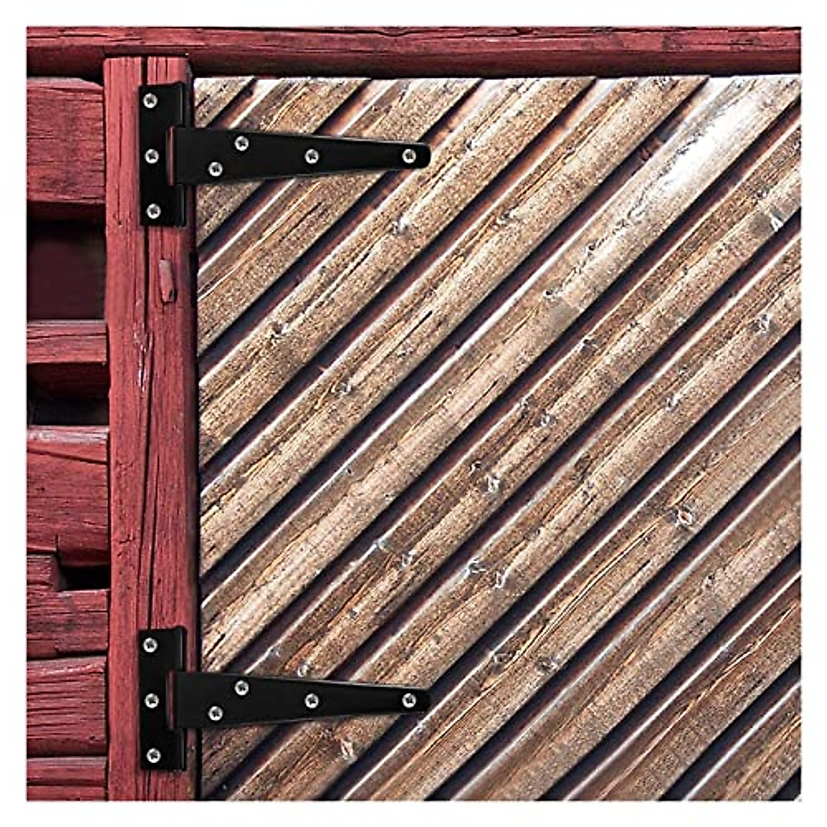 Garden Gate Hinges,Tee Shed Hinge, 6 X 5 Inch Heavy Duty Hinges Black Iron T-Shaped Triangle Hinges Shed Wood Fence Door Hinges Hardware