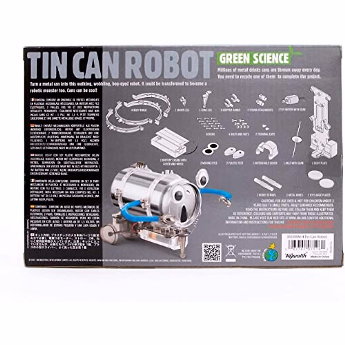 4M Toysmith, KidzRobotix Tin Can Robot, DIY Science Kits STEM Powered Kids, For Boys & Girls Ages 8+