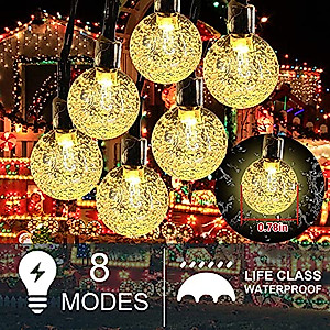 TCJJ 100 LED 39FT Crystal Globe Solar Fairy Lights, String Lights Outdoor, Waterproof Patio Lights Solar Powered Decorative with 8 Lighting Modes for Party Garden Yard