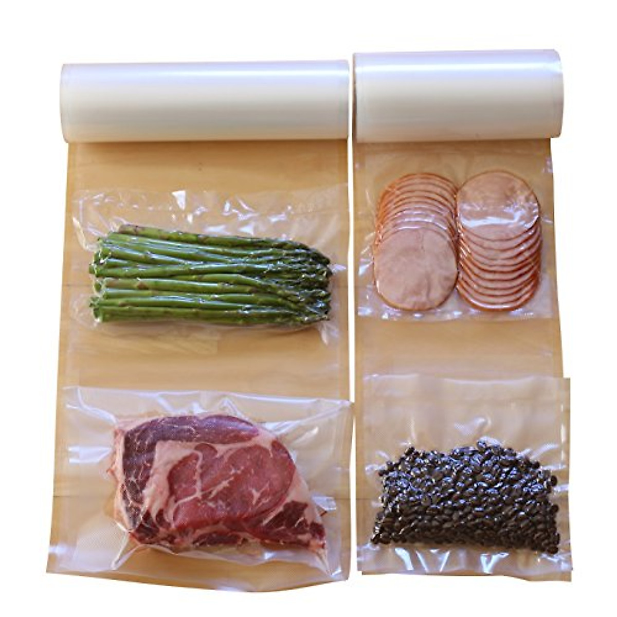 Simple Houseware Vacuum Sealer Bags Food Sous Vide Roll, 2-Pack (11" x 50' and 8'' x 50', total 100 feet)