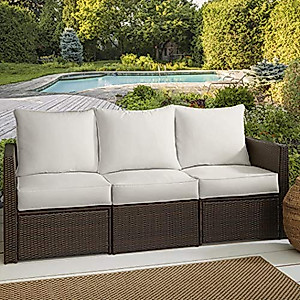 Mozaic AZPCSET5761 Sunbrella Corded Outdoor Sofa Set, 23" x 25" x 5", Canvas Ivory