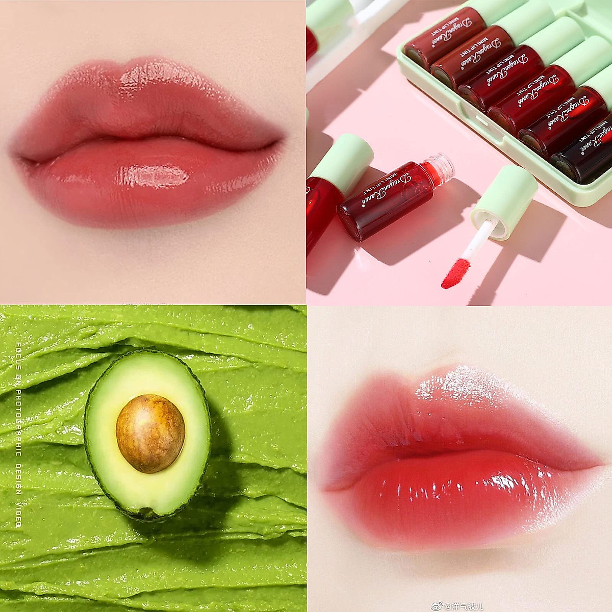 6-Color Korean Lip Tint Set - Watery, Velvet Matte Lipsticks for Lips and Cheeks - Long-Lasting, Non-Stick, Shimmery