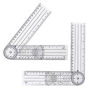 Plastic Goniometer Clear Quick Angle Protractor Angle Finder Angle Ruler with 7 Inch Arm 360 Degree Angle Measurement Tool for School Office Measuring Drawing Students Work (2 Pcs)