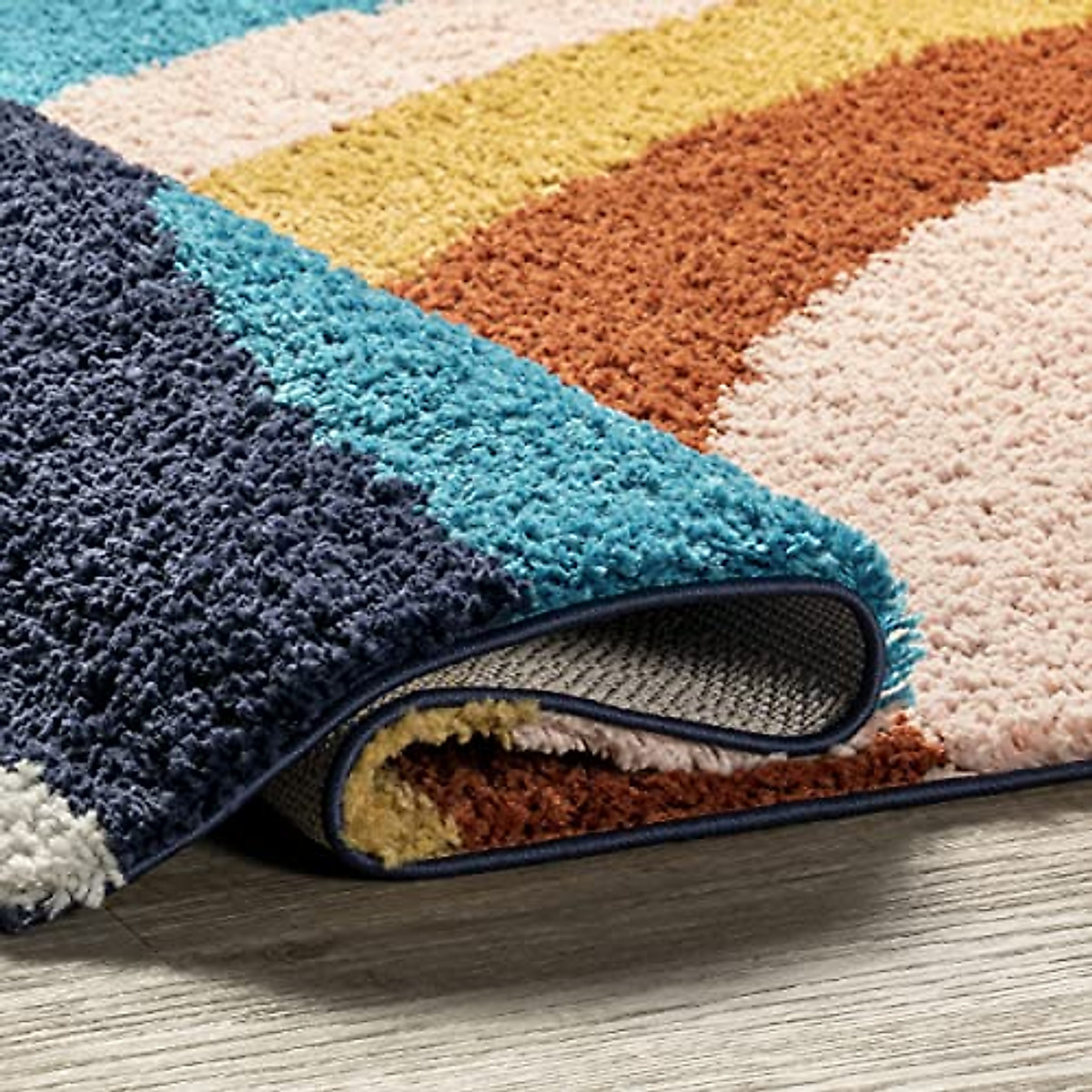nuLOOM Ela Half Rainbow Shag Area Rug, 6' 7" x 9', Blue