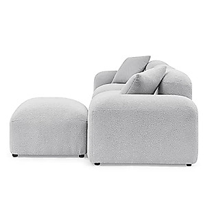 Melpomene Minimalist Convertible Modular Sectional Sofa, Modern 94.5" DIY L Shaped Reversible Sherpa Fabric Sofa Couch for Living Room,Apartment,Office(Grey)