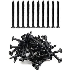 IMScrews 100pcs #8 x 2 Flat Head Phillips Drywall Screws Fine Thread Sharp Point Wood Screw, Carbon Steel 1022A, Black Phosphate