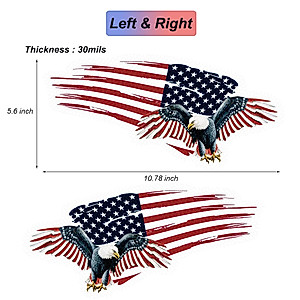 Reflective American Eagle Magnet for Car Waterproof Patriotic Waving USA Flag Magnetic for Auto Truck Vehicle – 10.78" x 5.6" for Military Memorial Day Patriots Veterans Day 4th of July