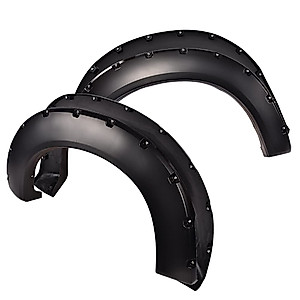 G-PLUS Fender Flares,Compatible With 2011-2016 Ford F250 F350 Superduty Styleside Models Only w/ 81.8" / 98.0" bed length (NOT Fit Dually & Flareside Models),Pocket Rivet Smooth Matte Wheel Cover 4pcs