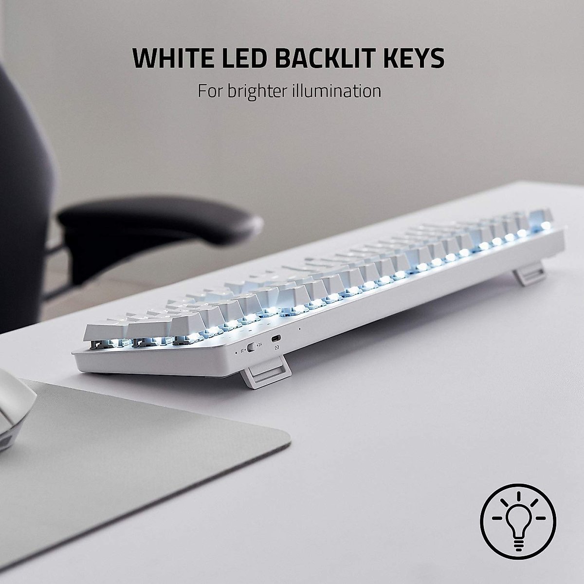 Razer Pro Type: Wireless Mechanical Productivity Keyboard Orange Mechanical Switches - Fully Programmable Keys - Bluetooth and Wireless Connectivity - Durable for Up to 80 Million Keystrokes